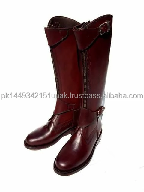 Equestrian Long Zipper Boots Leather Men Horse Riding Tall Real Leather ...