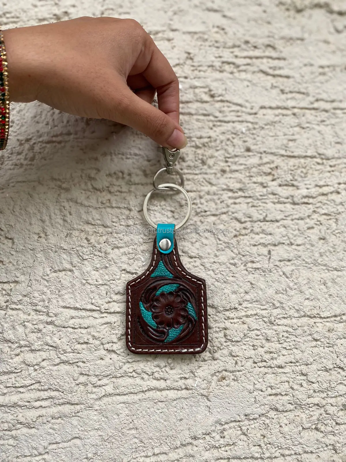 Hand Carved Tooled Leather Key Chains Cute Exotic Shape Leather Key ...