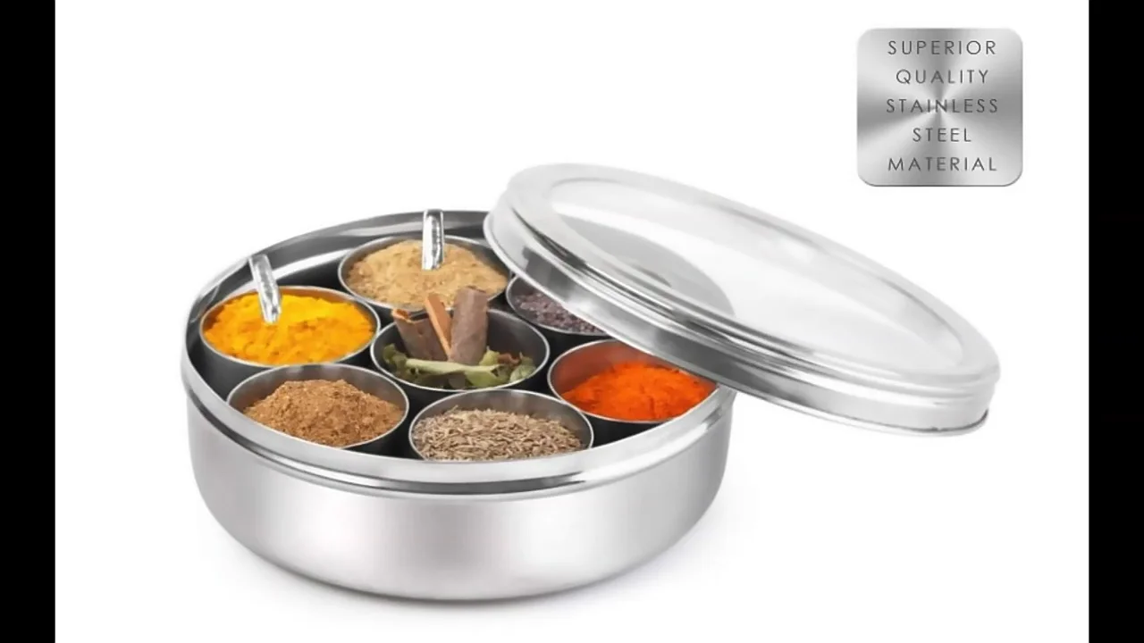 Spice Box Steel/brass Masala Box/spice Box Container Olden Brass ...