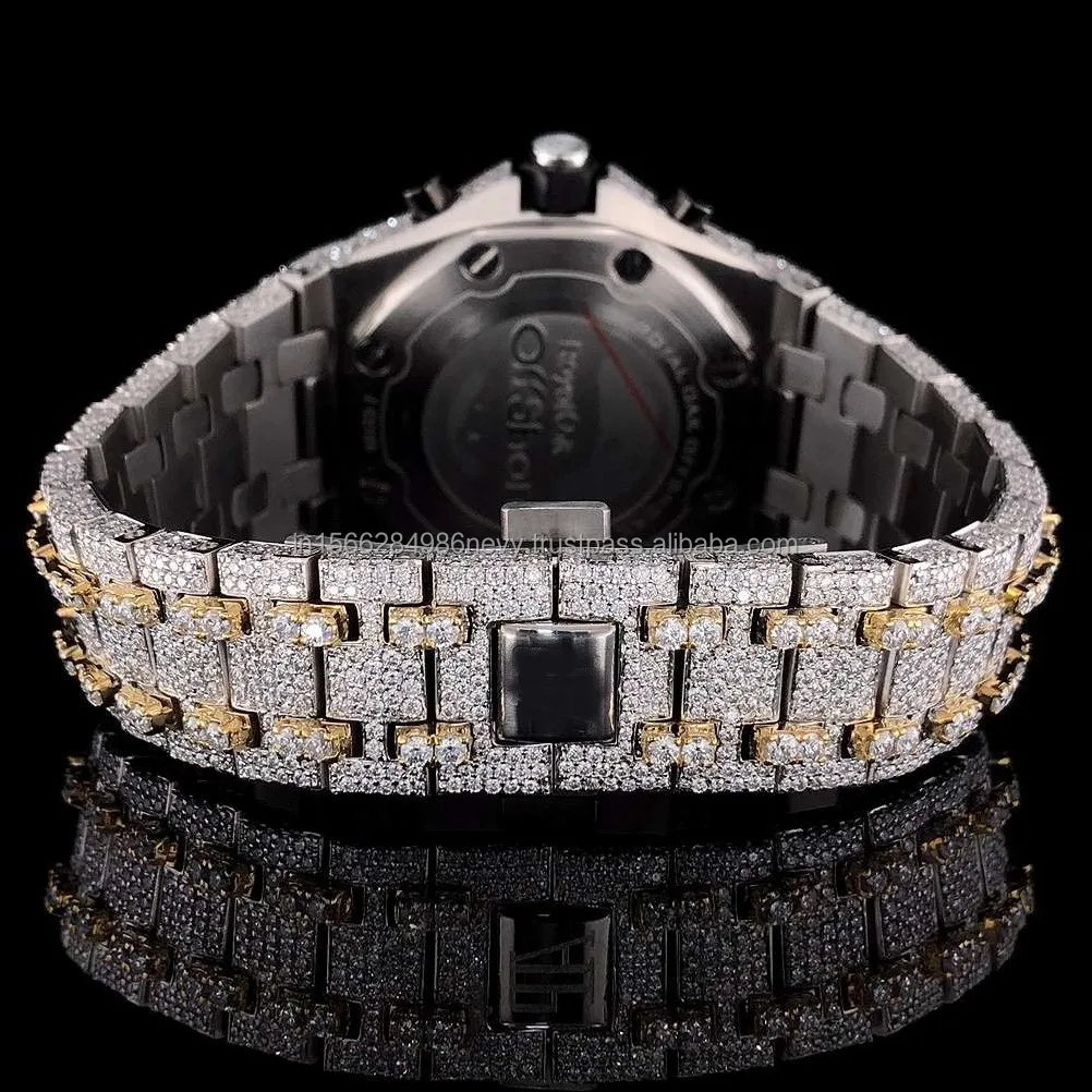 Luxury Vvs Moissanite Diamond Watch Stainless Steel Vvs Clarity Fully ...