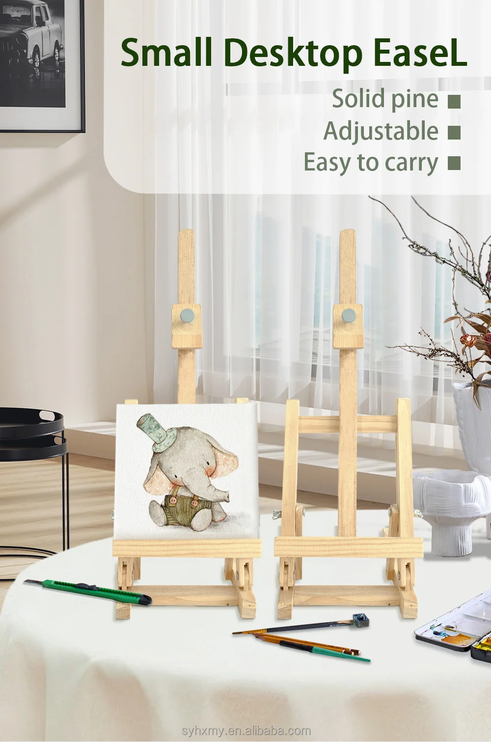 Pine Wooden Mini Easel Adjustable Portable Desktop Easel For Kids Adult ...