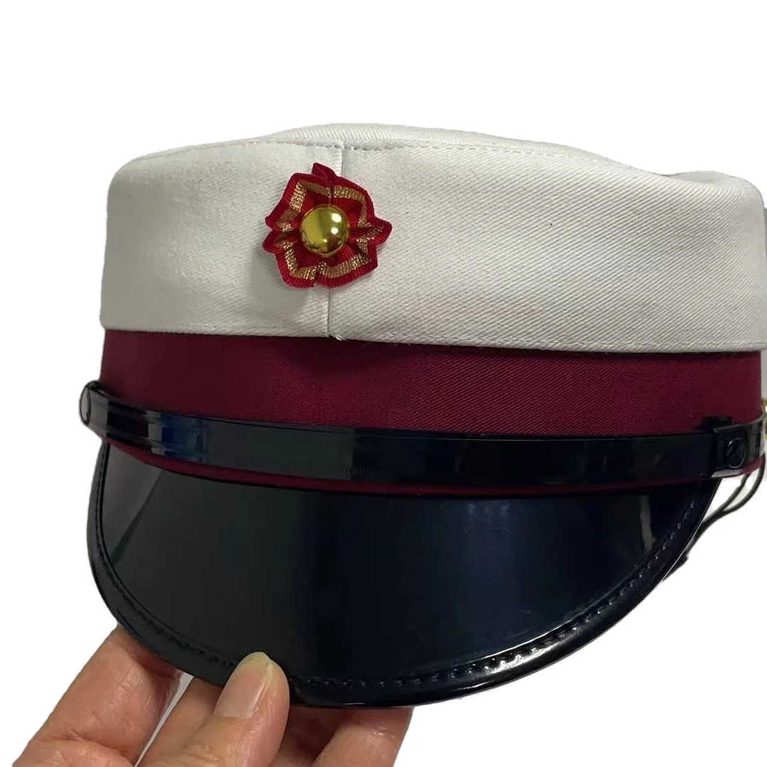 Custom Embroidered Logo Cxxm Black Officer Peaked Crown Cap Captain ...