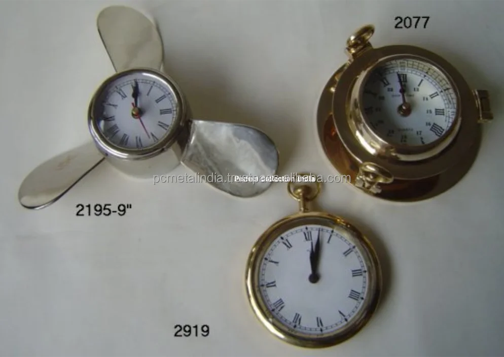 Solid Brass Maritime World Time Clock On Brass Stand Hanging Desk/7 ...