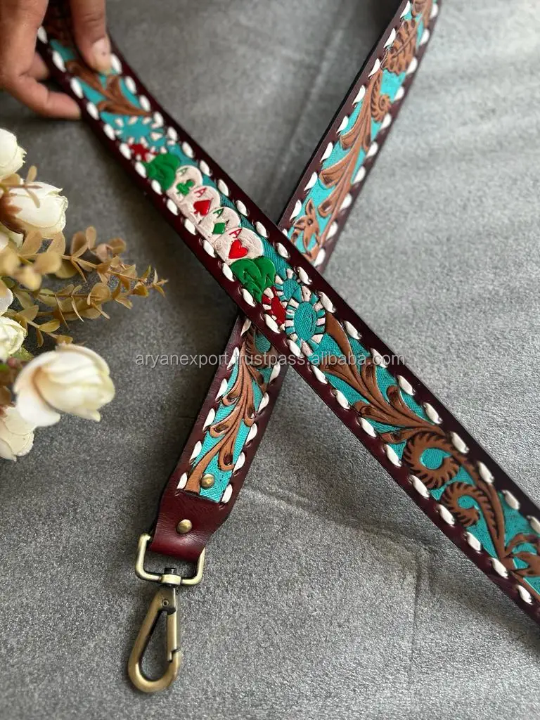 New Real Genuine Leather Hand Painted Replacement Bag Strap Western ...