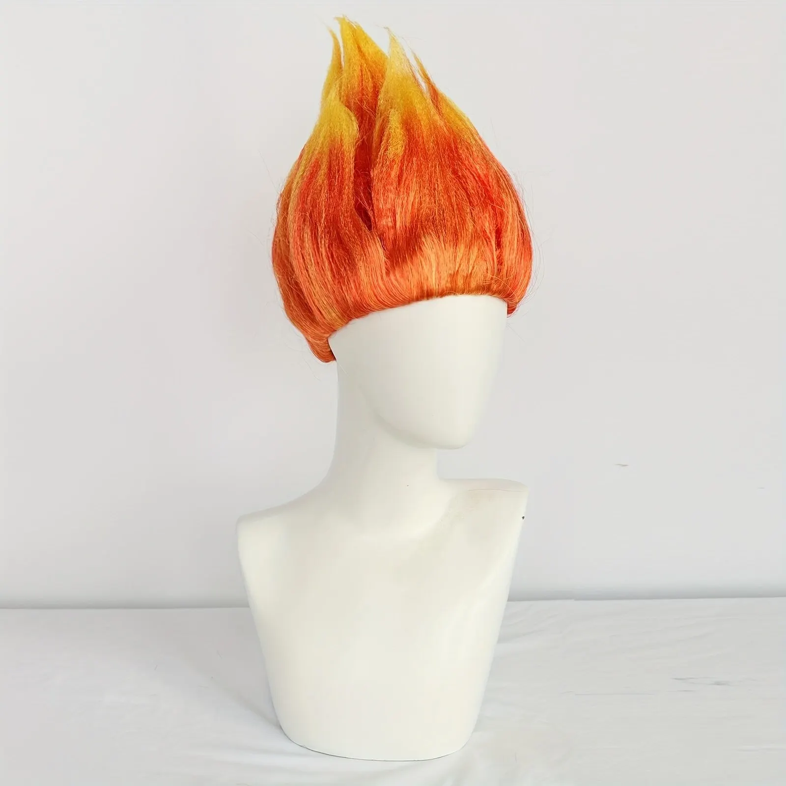Flame Costume Wig Pre-styled Anger Fire Wig Two Tone Orange And Yellow ...