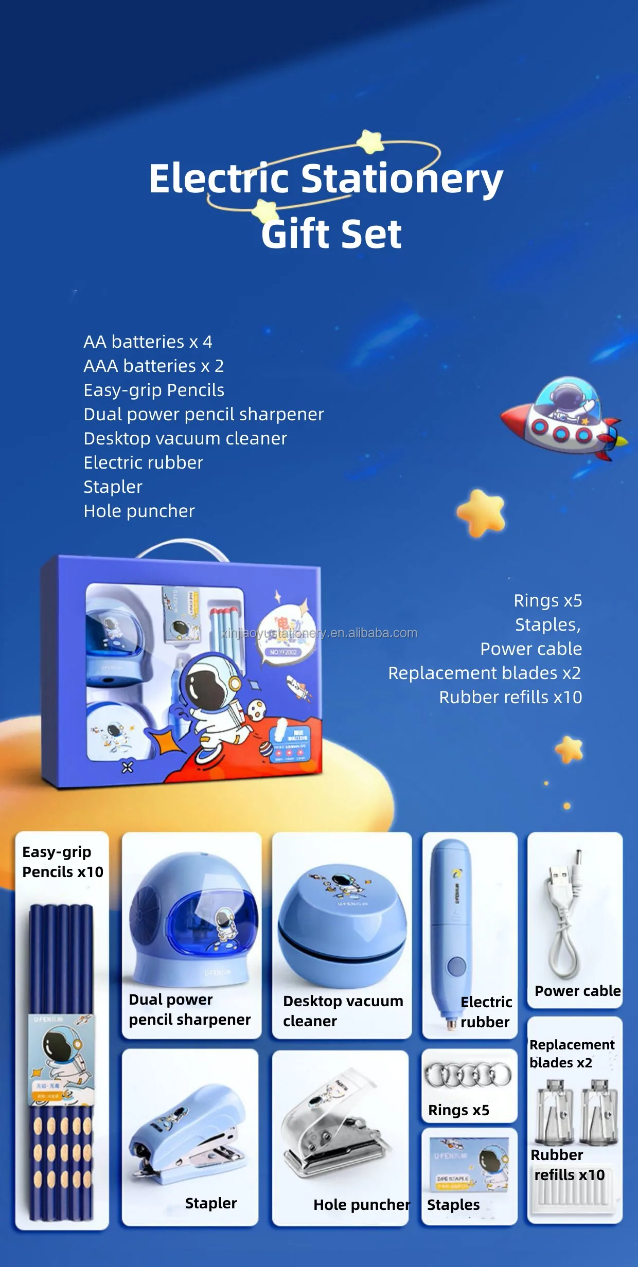 Electric Stationery Set Pencil Sharpener Electronic Erasers Rubber ...