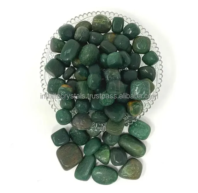 Wholesale Premium Dark Green Jade Tumbled Stones for Healing