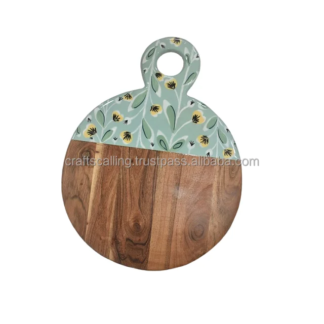 Floral Collection Mango Wood Chopping Board With Sticker And Enamel For ...