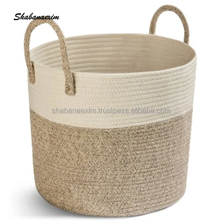 Cotton Woven Basket Rope Storage Laundry Baskets Handmade Decorative ...