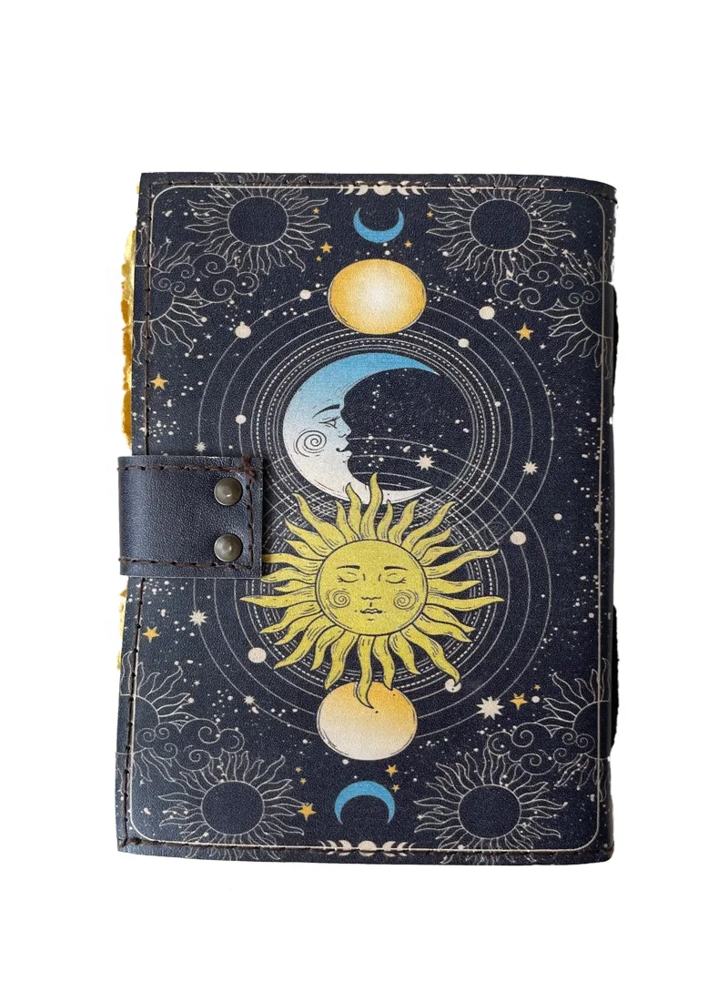 Handmade Paper Celestial Sun & Moon Handmade Vintage Leather Journal ...