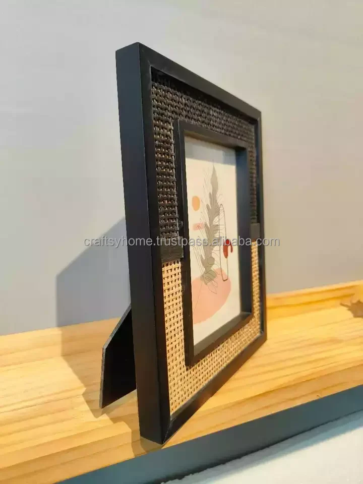 Wooden Rattan Photo Frame In Two Color Shade Photo Frame For Home ...