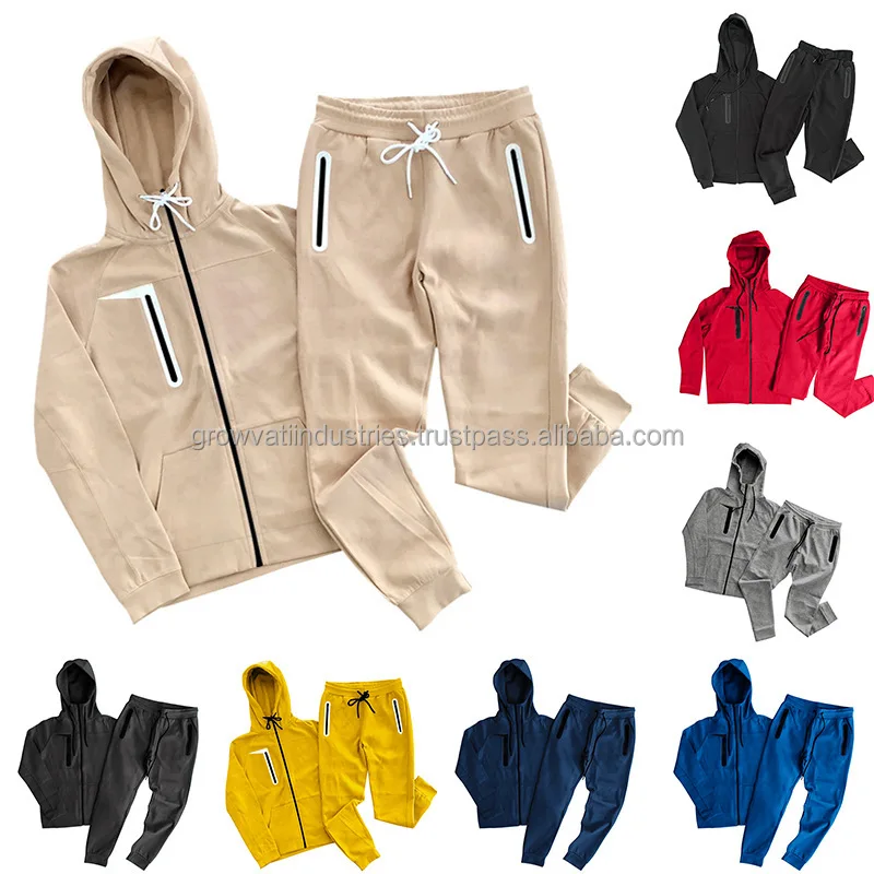 Jogging Men's Tracksuits Size Cotton Polyester Blend Full Zip Hoodie ...