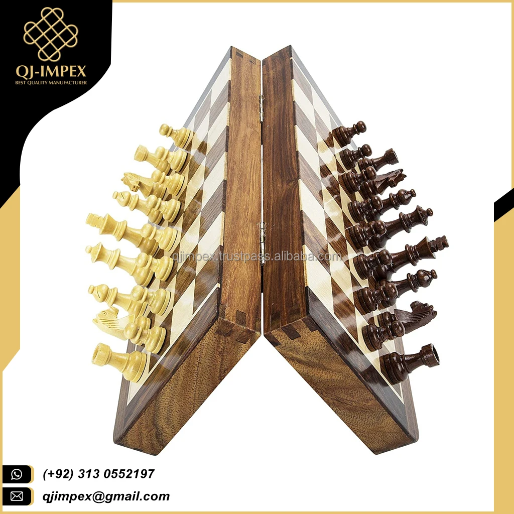 Latest Designed Wooden Brass Chess Set Antique Gold Polished Weighted ...