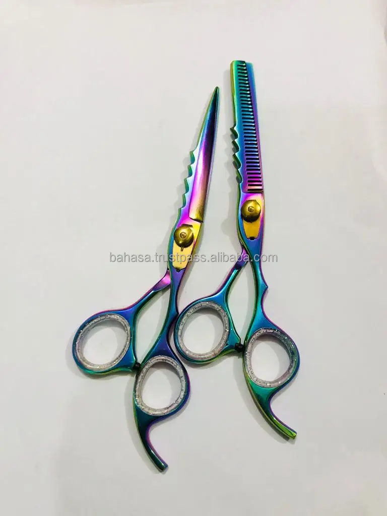 Barber Scissors Japanese Steel 6 And 6.5 Inches Hair Scissors Titan Gold Color Cheap Barber ...