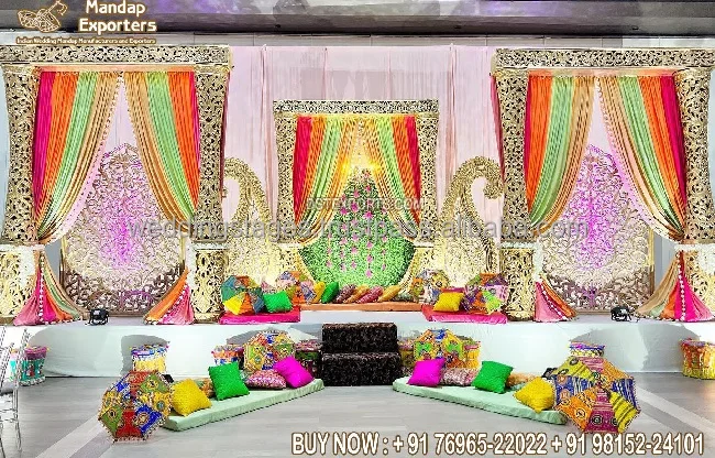 Modern Style Rajwada Theme White Stage Setup for Hindu Weddings