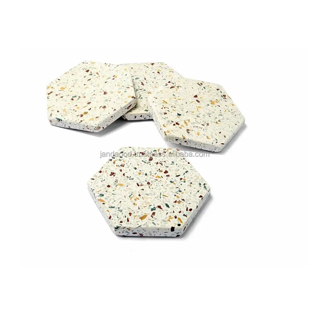 Modern White Marble Coasters Set Of 6 Stone Coasters For Drinks Holder ...