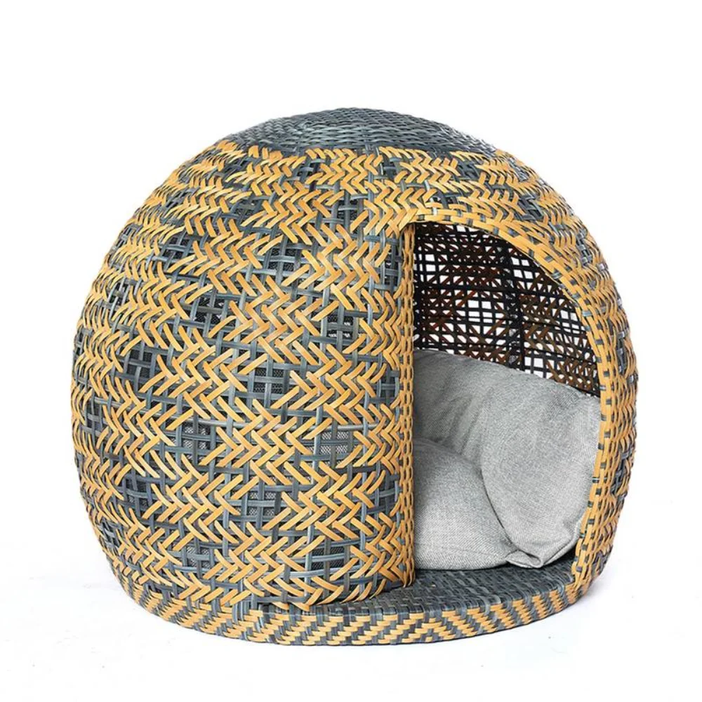 High quality newest design rattan dog cave eco-friendly pet basket handmade wholesales from ...