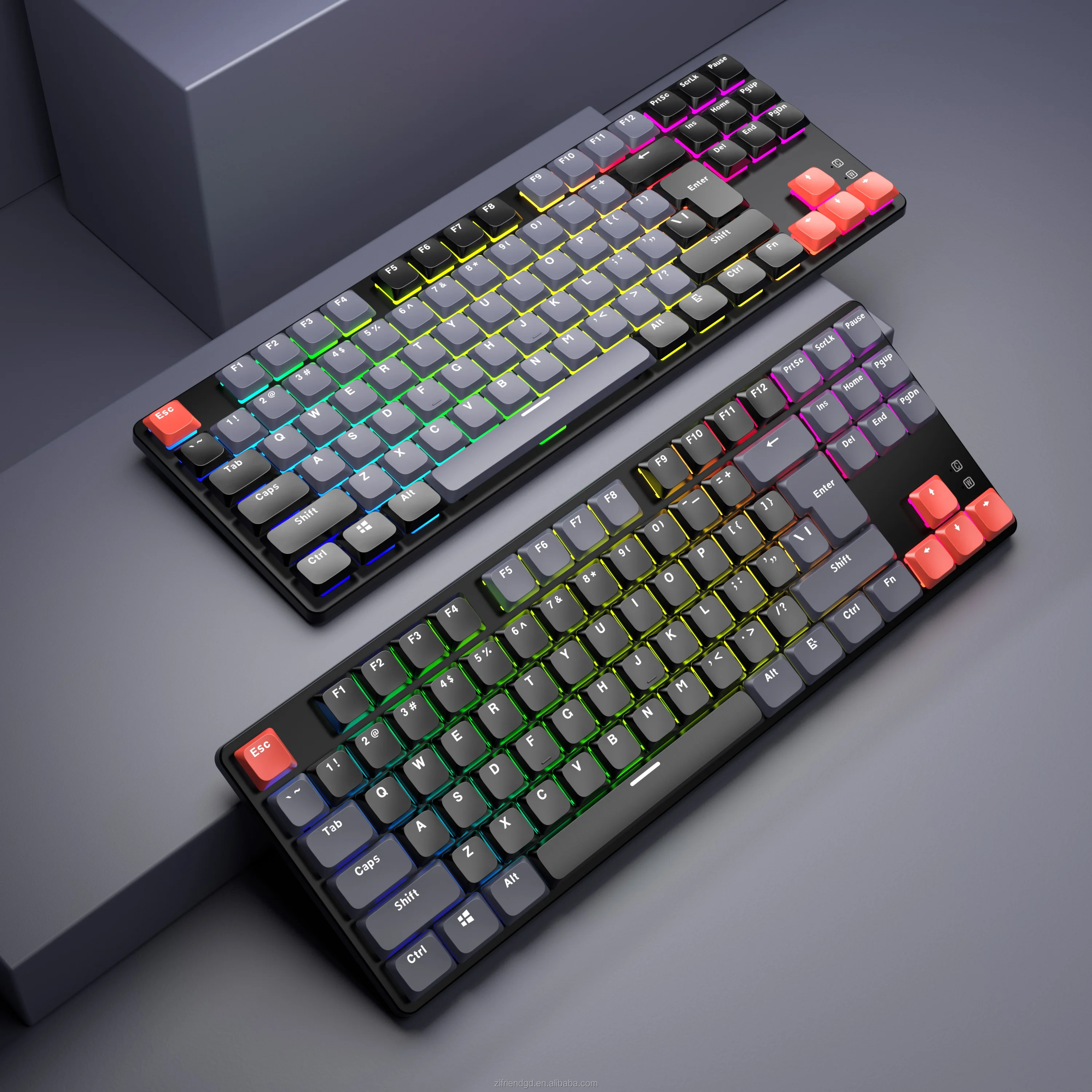 Custom75% Layout 87 Keys Wired Low Profile Ultra Thin Blue Red Switch ...