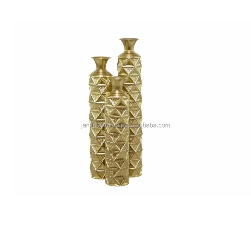 Cast Aluminium Gold Toned Vase Metal Model Table Vase Decorative Cast ...