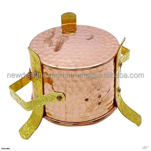 Pure Copper Angithi/sigdi With Brass Handles & Stand,Food Warmer For ...