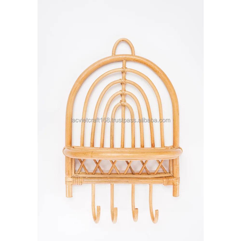 Handcrafted Woven Natural Rattan Shelf Wall Hanging Home Decoration ...
