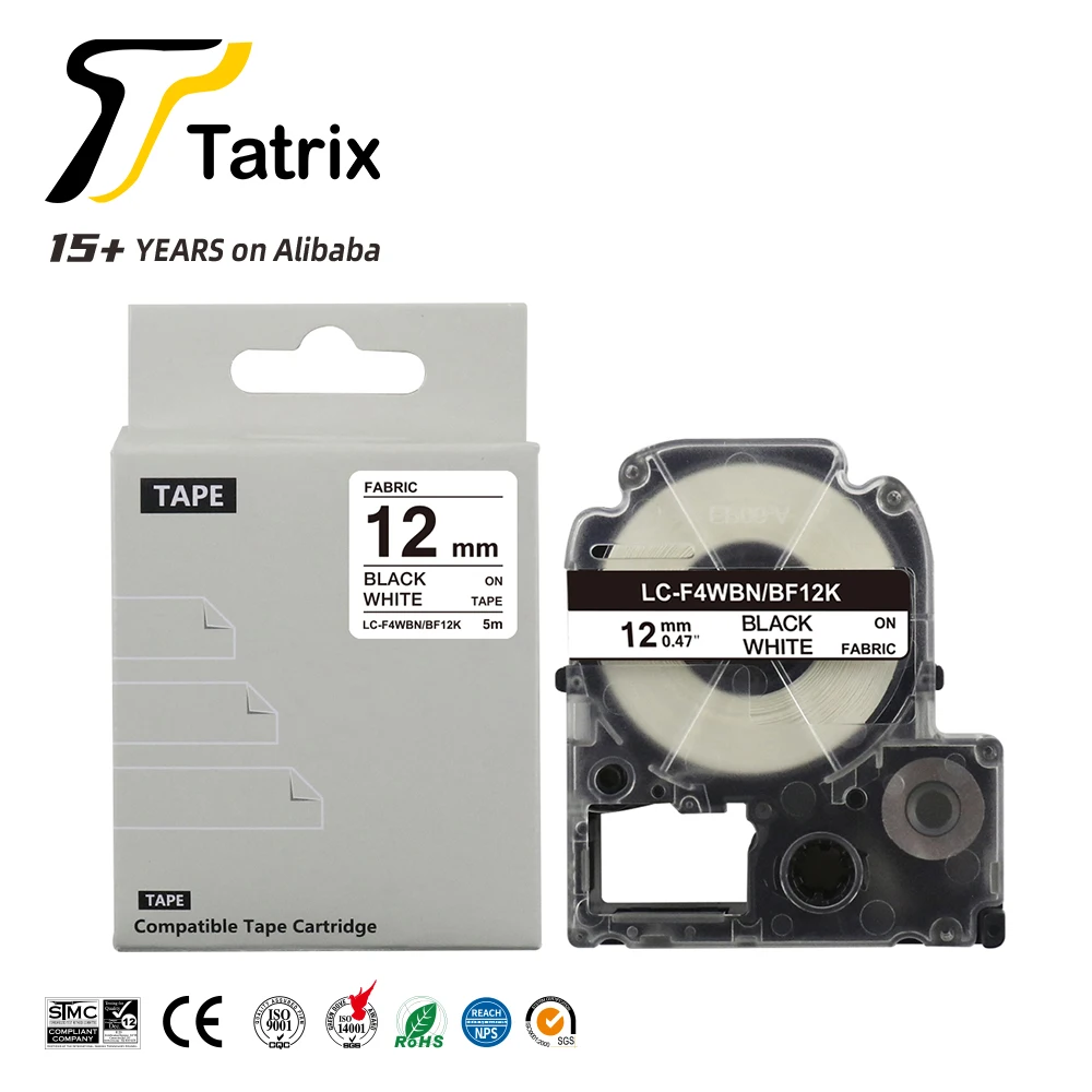 Tatrix Lk-4wbq/sf12k Lc-f4wbn/bf12k织物铁上标签胶带黑色白色，适用于epson Lw & King Jim Sr系列标签打印机 - Buy Tatrix Lk ...