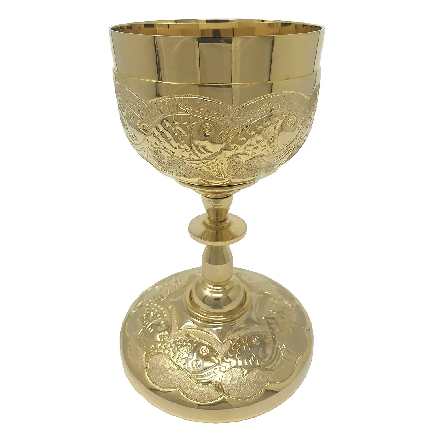 Ciborium Cross Brass With Gold Finished Chalice With Paten For Church ...