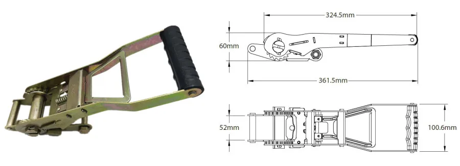 5ton Lc2500dan 2" 50mm Heavy Duty Cargo Lashing Buckle