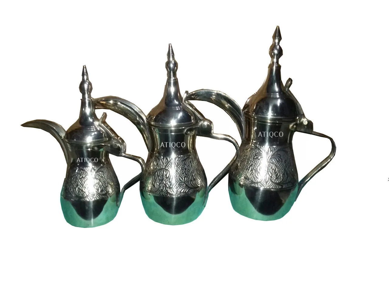 Indian Coffee Pot - Dallah with Embossed Gold Finish