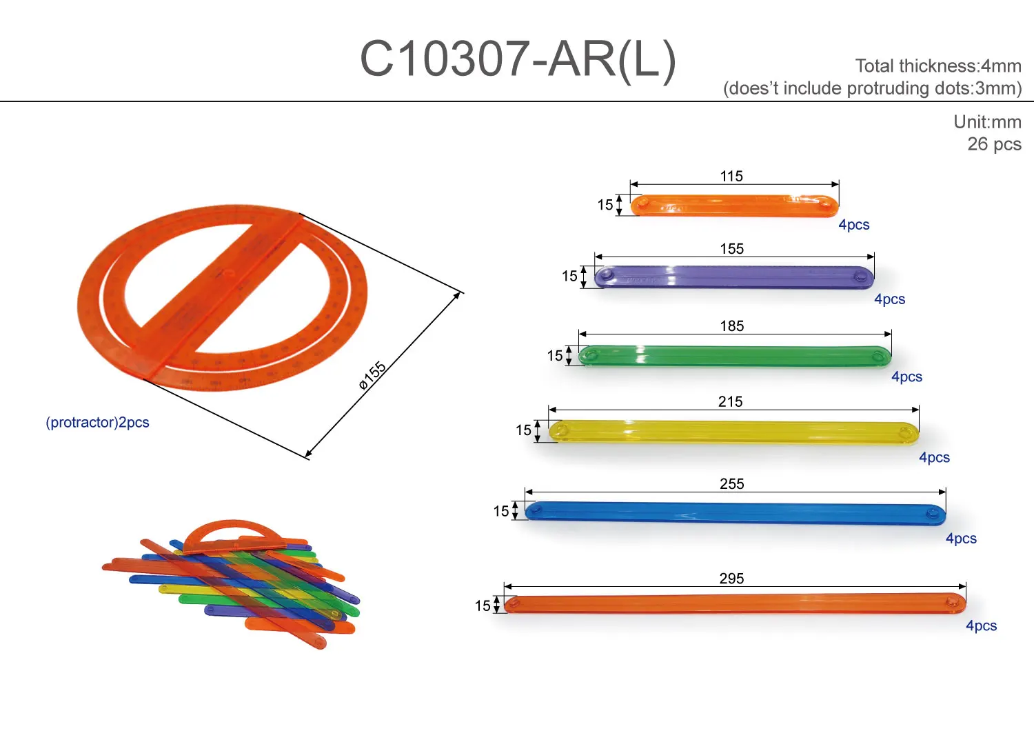 Large Geosticks W/protractor Plastic Stick New Children Educational ...