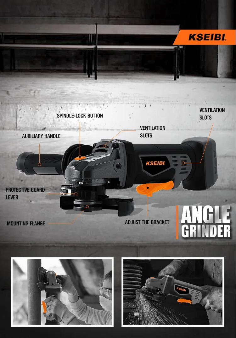 KSEIBI High Quality Cordless Angle Grinder for General Purpose Grinding ...