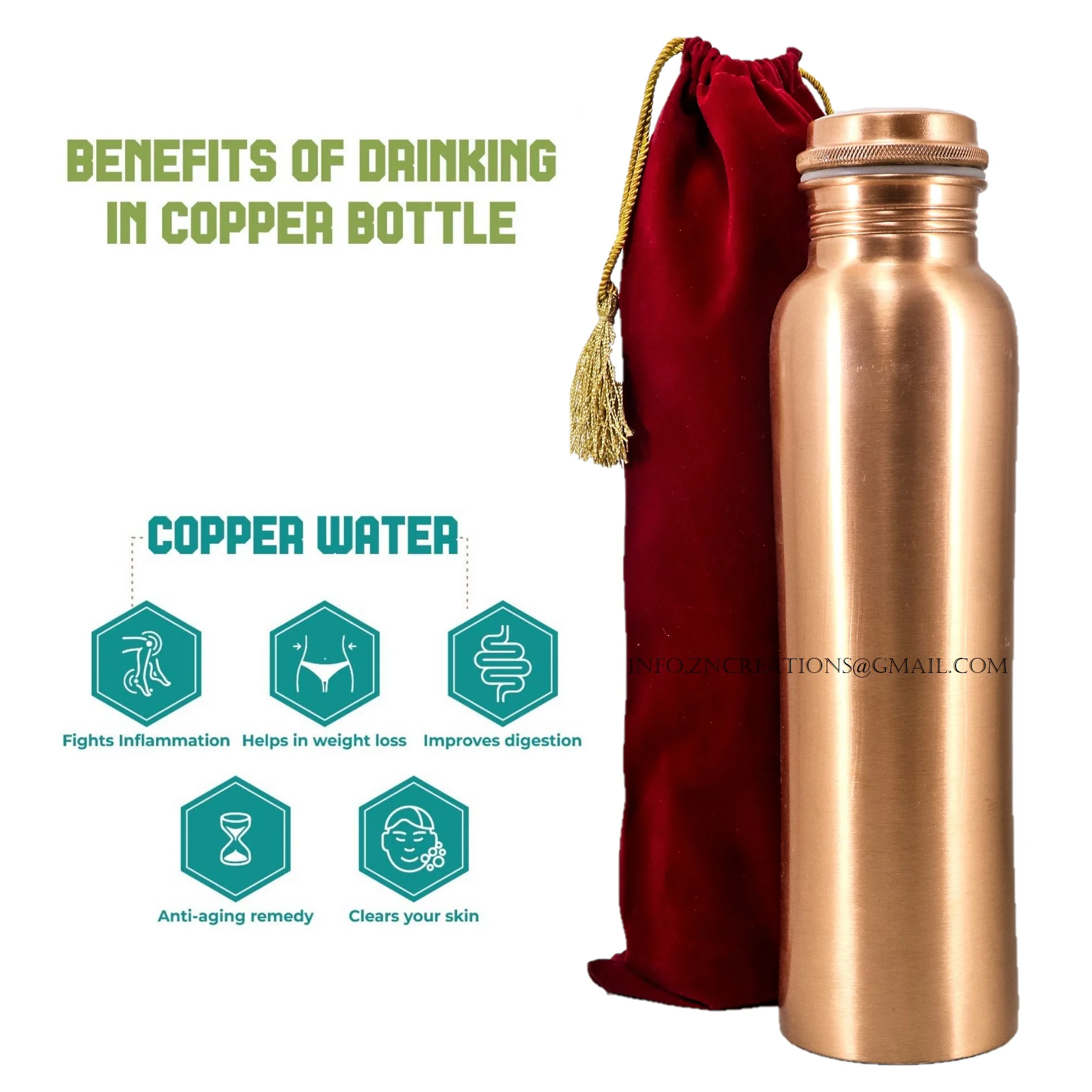 100% Pure Copper Water Bottles - Health & Sustainability