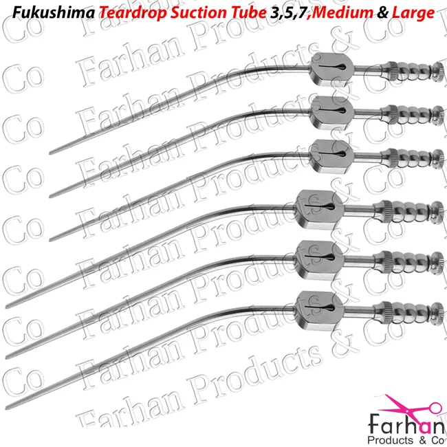 Brand New Fukushima Teardrop Suction Tube Fr 3,5,7 Medium & Large 6 Pcs ...