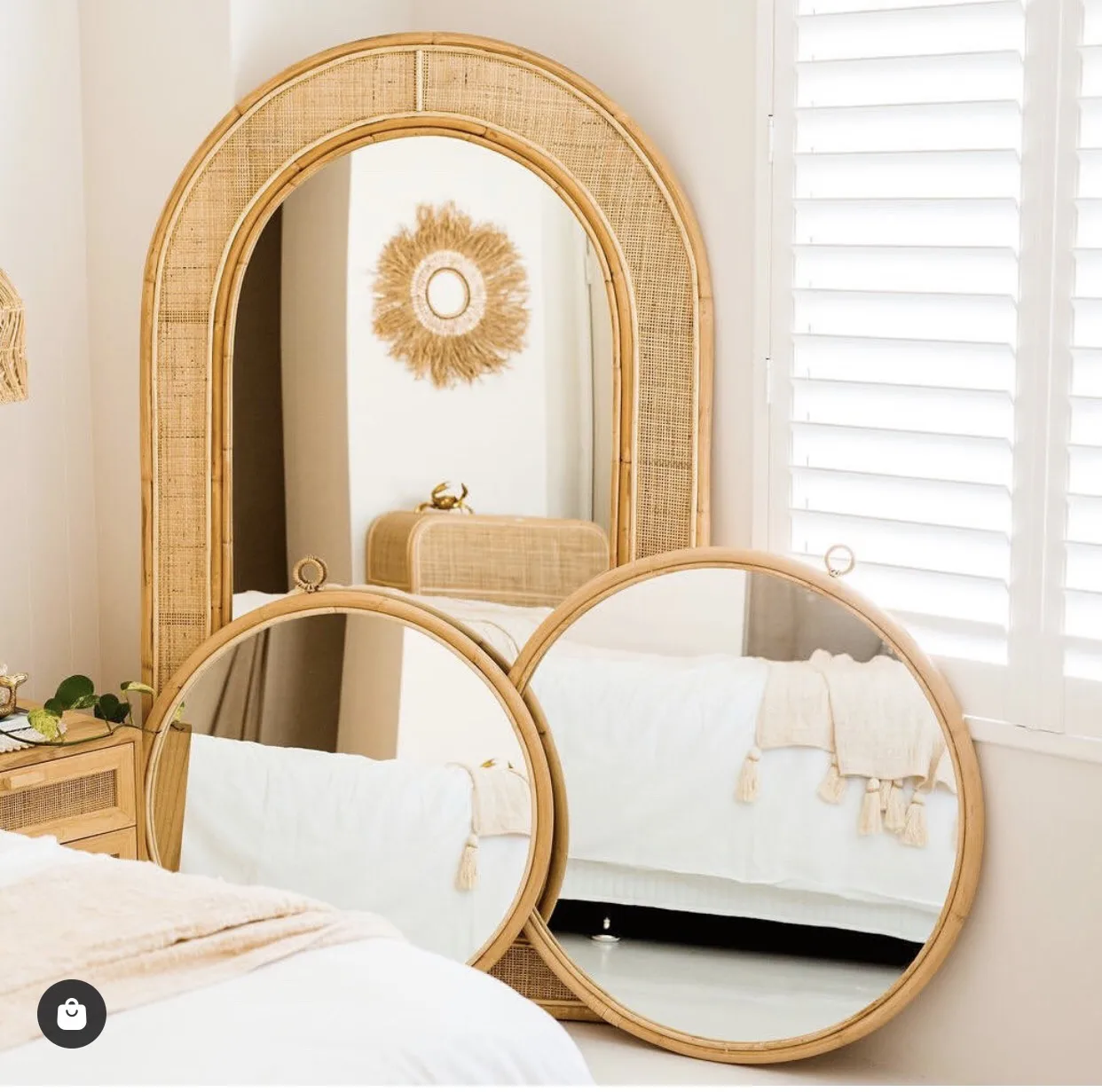 Full Length Rattan Mirror - High Quality Natural Rattan