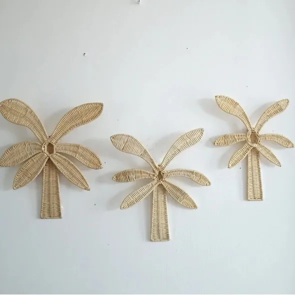 Rattan Palm Tree Wall Decor from Vietnam - Boho Home Decor