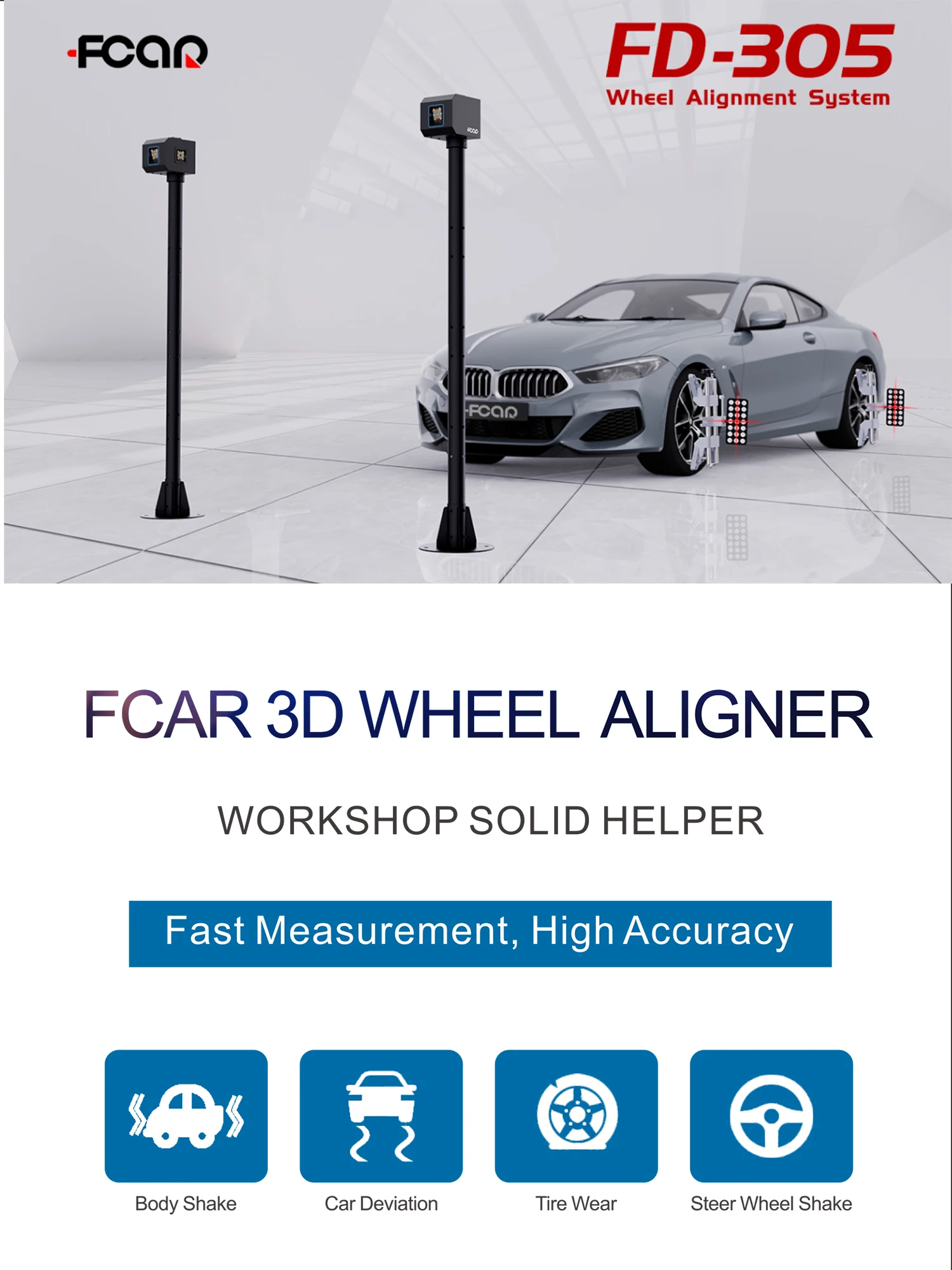 Newest 3D Wheel Aligner No Beam No Calibration FCAR FD-305 Portable ...
