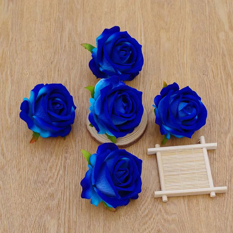 Royal Blue Roses Head Artificial Velvet Rose Heads Artificial Flowers ...