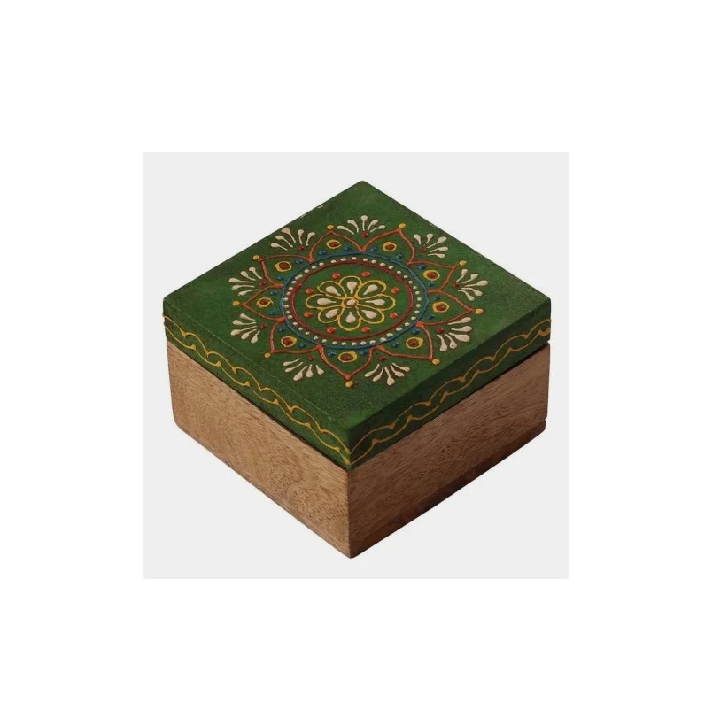 Handmade Hand Painted Style Wooden Crafts Box Wooden Storage Box Carved ...
