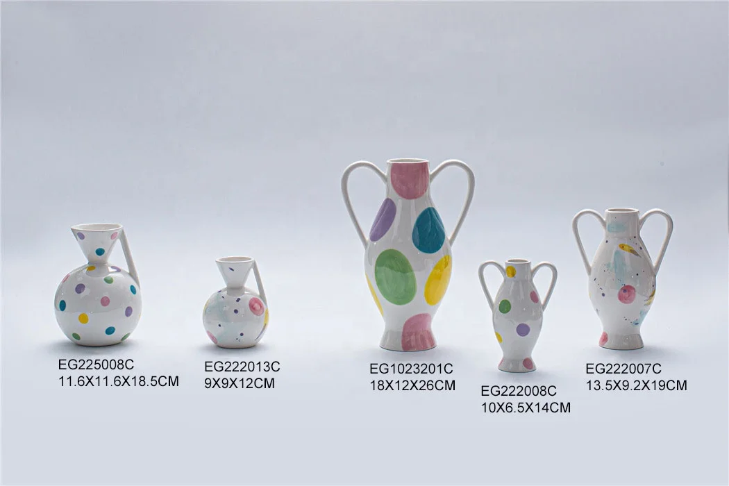 Ceramic Spanish Round Shape Flower Vases for Home Decor