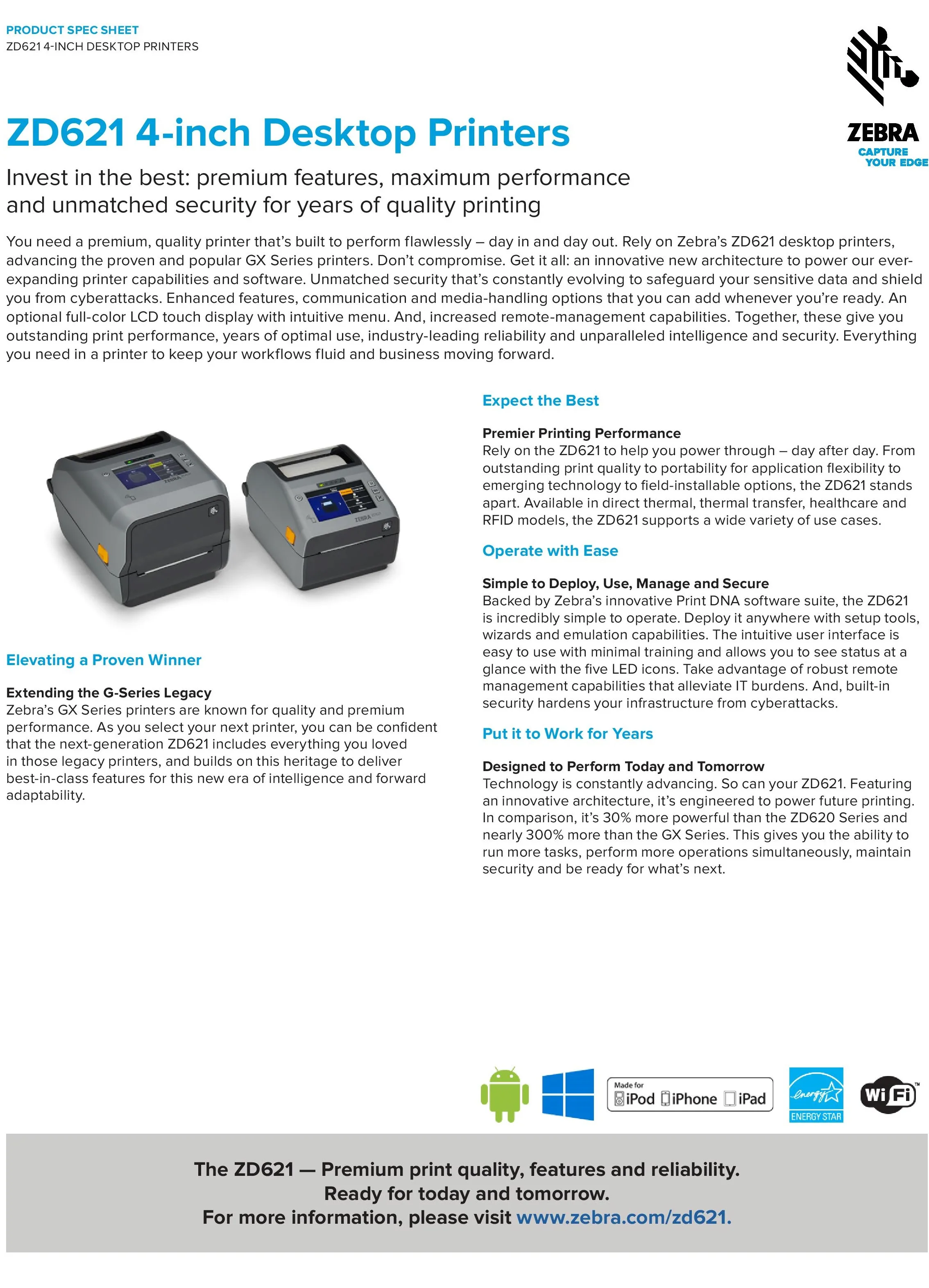 Zebra Zd621 - Desktop Label Printer For Sustainable Quality Printing ...