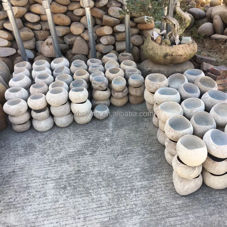Japanese Natural River Cobble Pebble Stone Planter Troughs