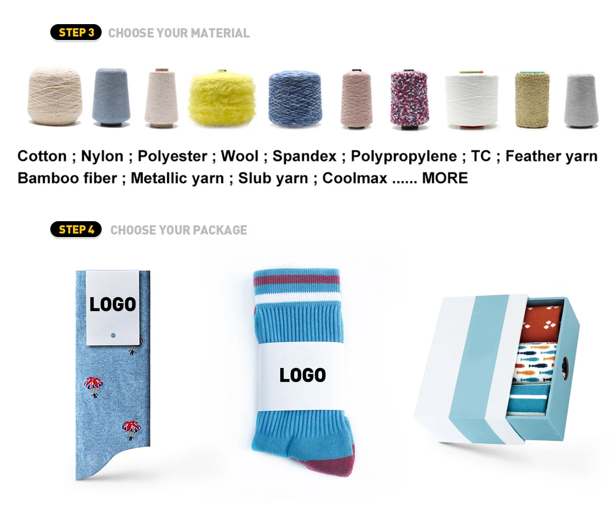 Custom Logo Socks Brand Embroidered Crew Printed Socks Mens Cotton ...