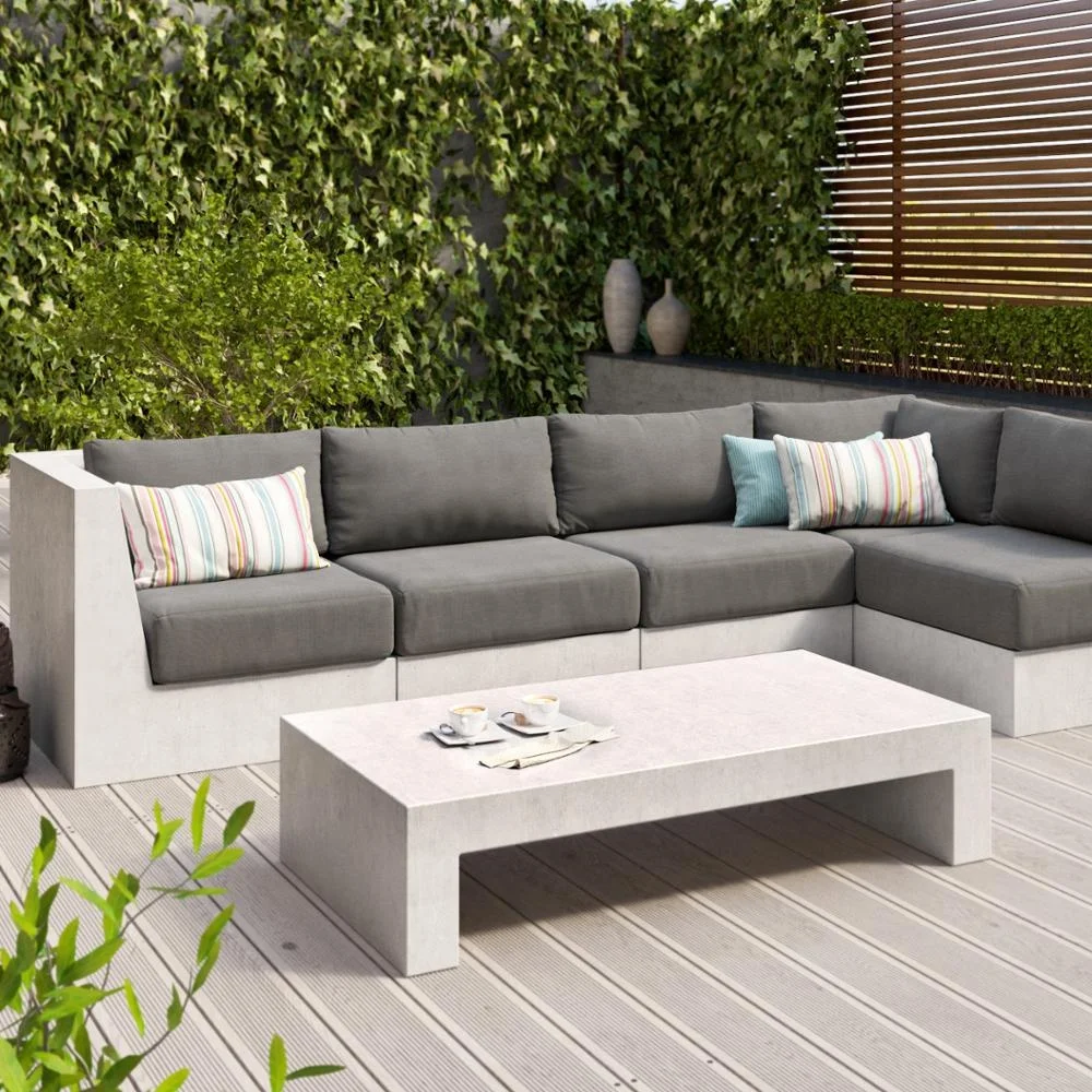 Modern Fashion Design Concrete Sofa Lounge Living Room Grey Mix Fabric ...