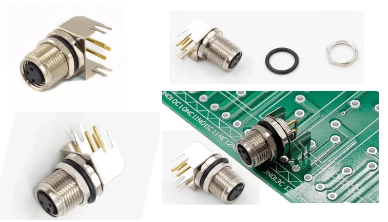 M5 M8 M12 M16 7/8 M23 Waterproof Solder Pcb Panel Mount Socket