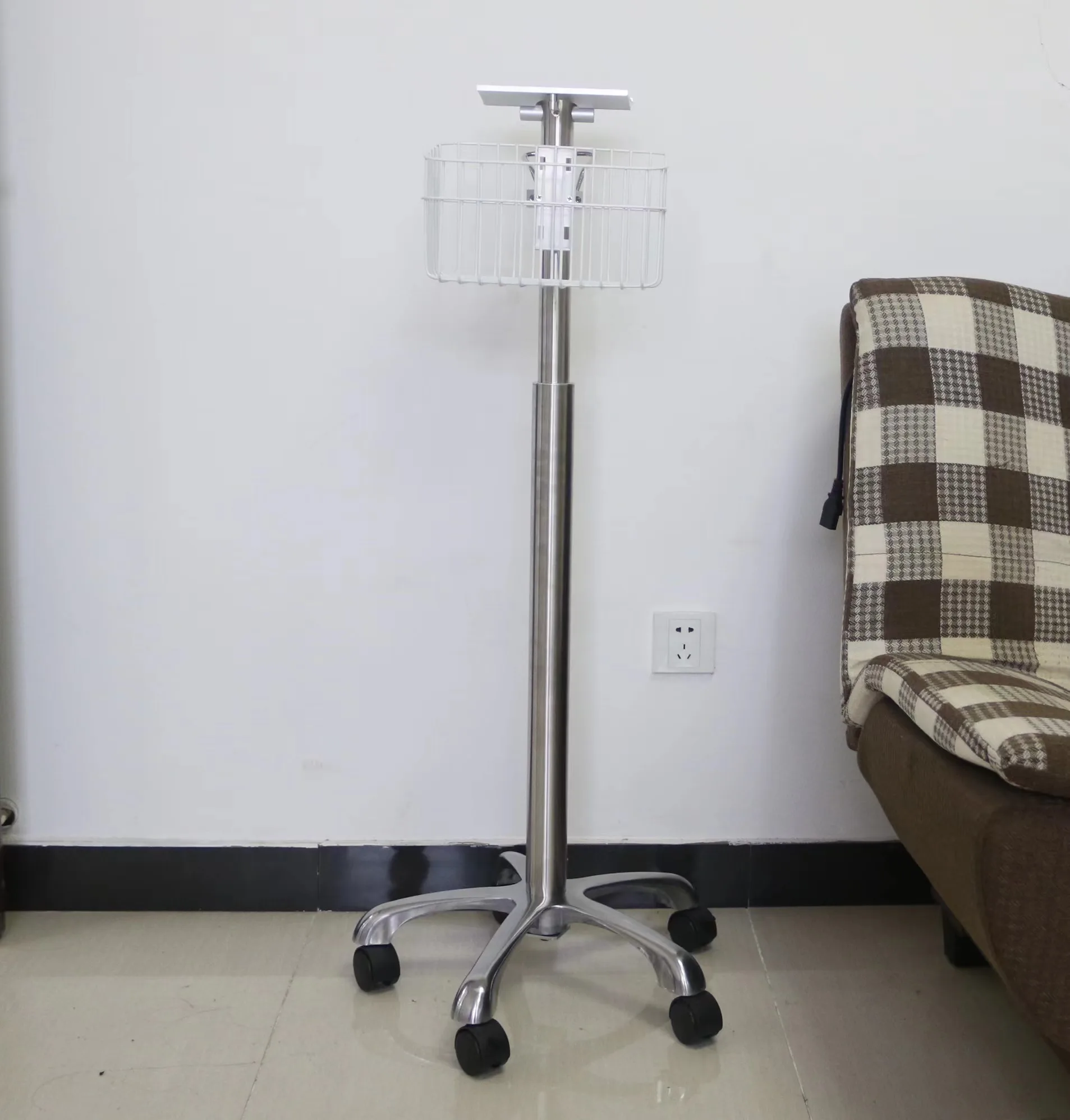 Hospital-Grade Stainless Steel Mobile Monitor Stand Portable Trolley ...