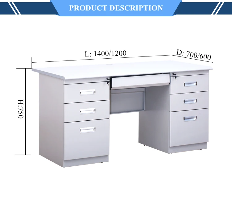Office Table White 6 Drawer Desk Metal Mebel Customized Colors Factory ...