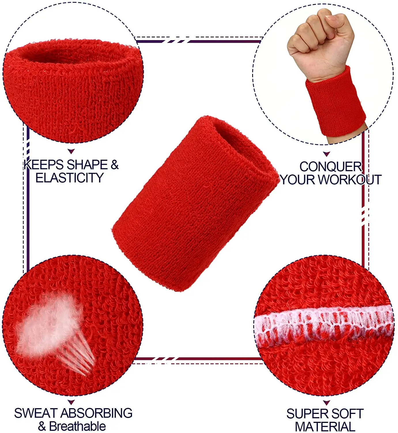 Custom Logo Wrist Sweatbands - Absorbent & Breathable