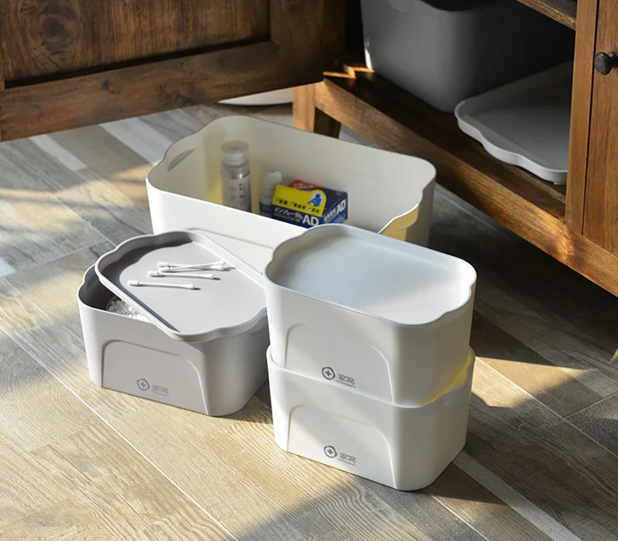 L -storage Box With Lid Stackable Plastic Dustproof Home Storage ...