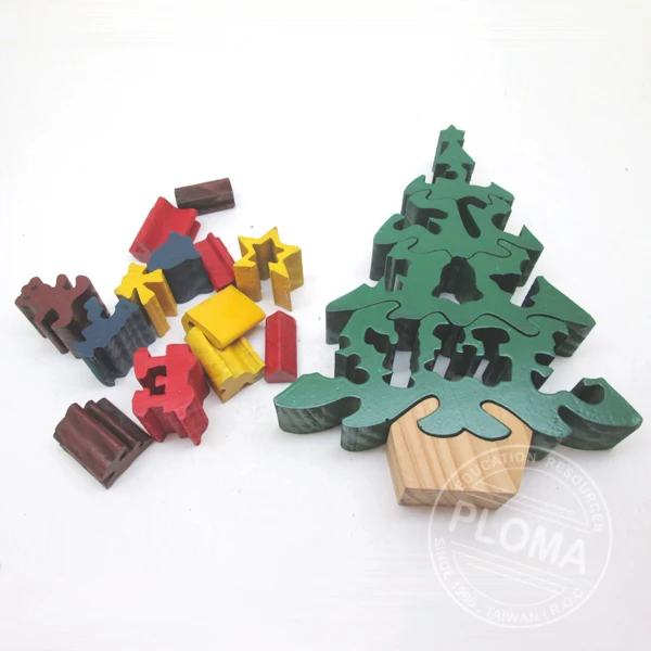 Combinable Christmas Tree 3D Wooden Puzzles for Kids