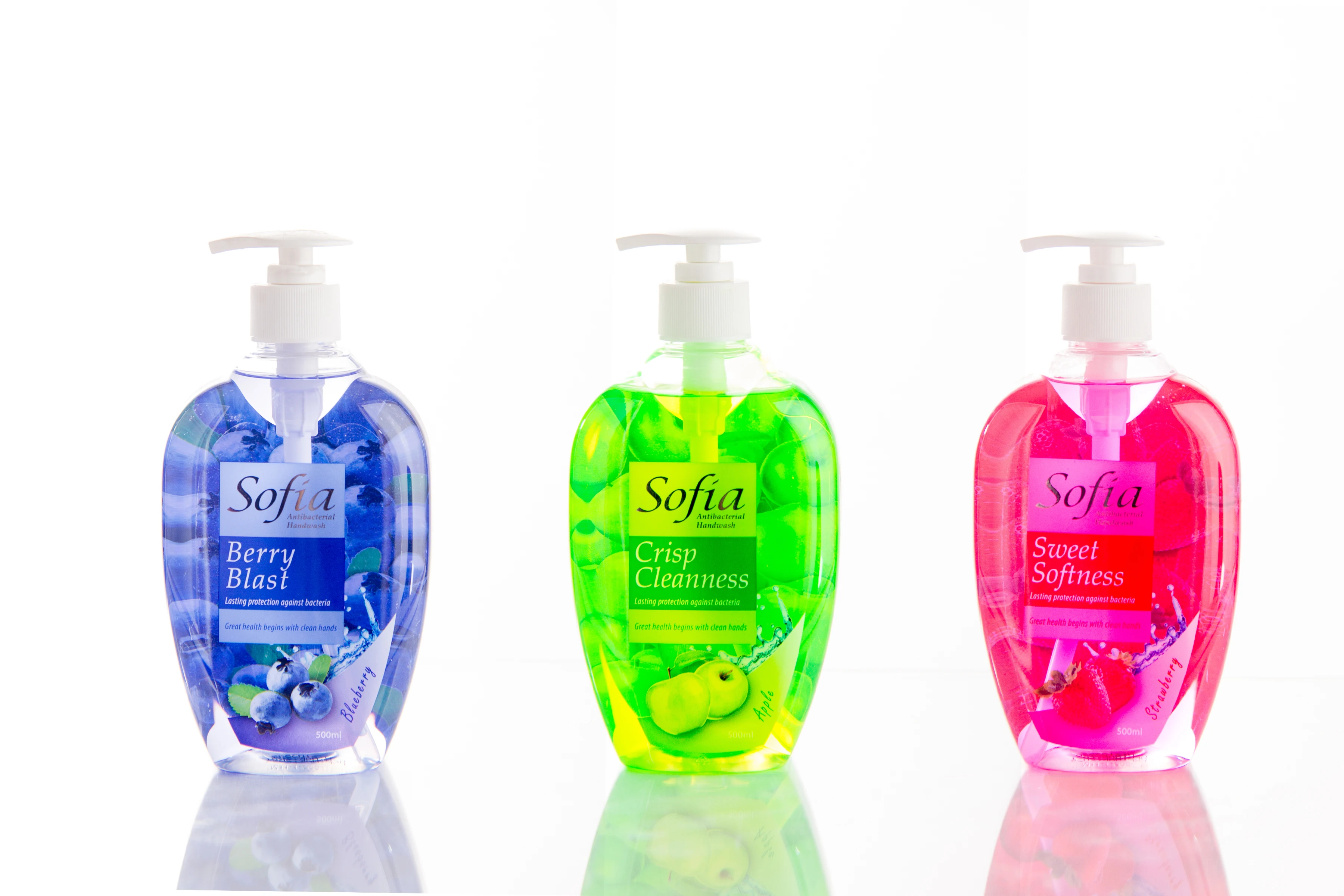 Sofia Hand Liquid Soap - Premium Apple, Blueberry, Strawberry Flavors